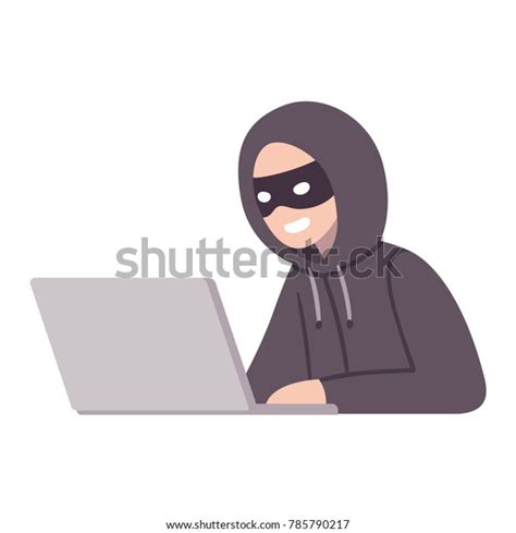 Hacker Thief Laptop Computer Stealing Passwords Stock Vector Royalty Free 785790217 Shutterstock