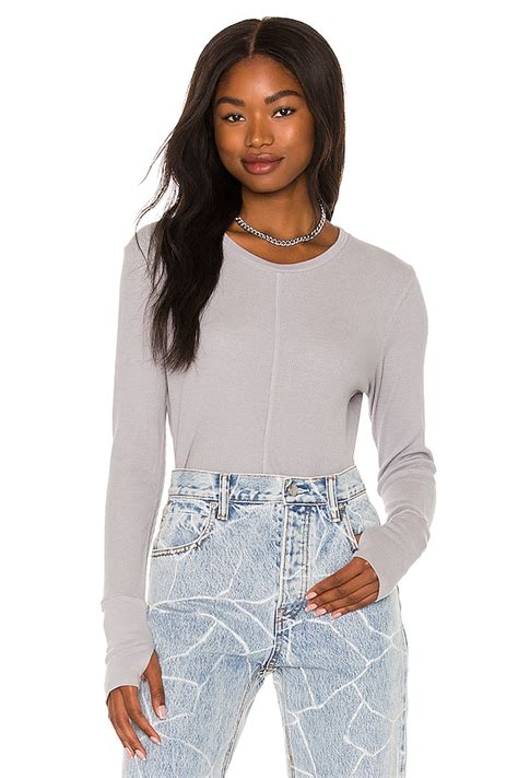 Bobi Thermal Long Sleeve Top In Dove Revolve