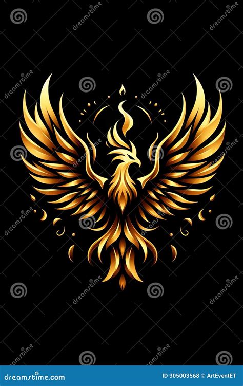 Burning Bird Phoenix Rising Form Flames And Fire Stock Illustration