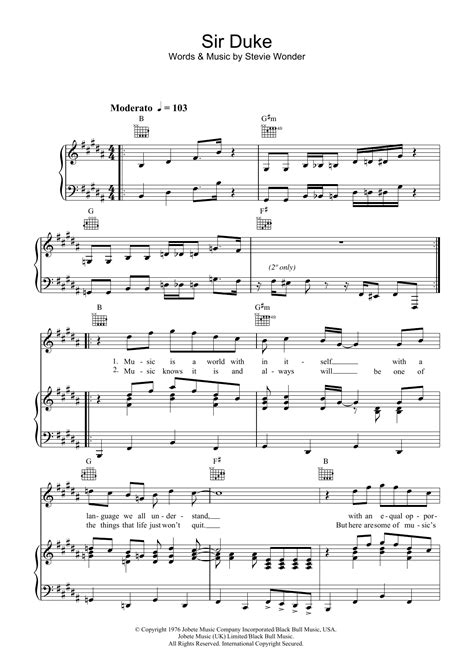 Sir Duke By Stevie Wonder Sheet Music For Piano Vocal And Guitar Chords