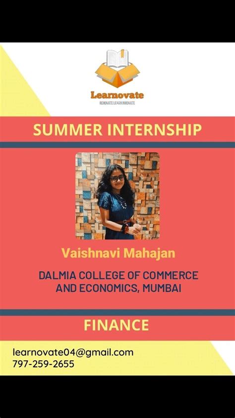 Vaishnavi Mahajan On Linkedin Opportunity Finance Intern Experience