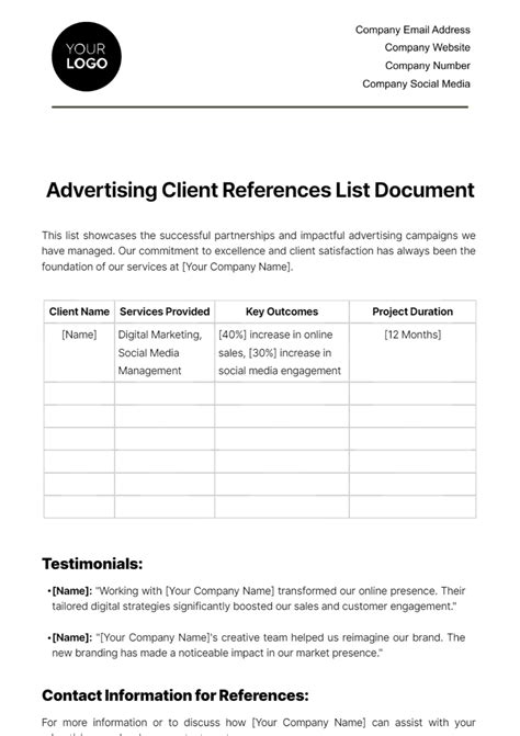 Free Reference List Templates Editable And Printable