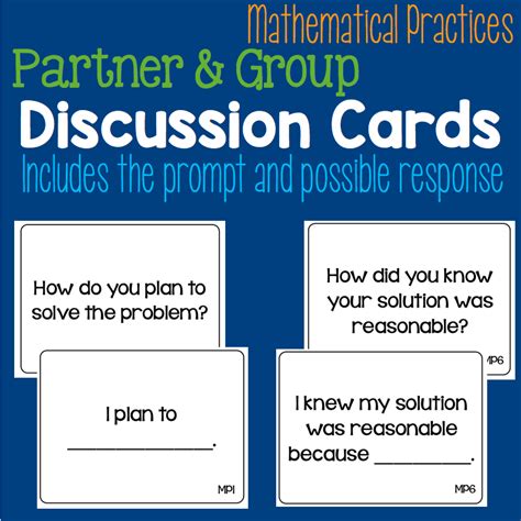 Mathematical Practice Discussion Cards Get Students Talking About Math