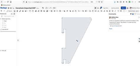 how to constrain and entire imported sketch element dwg — onshape