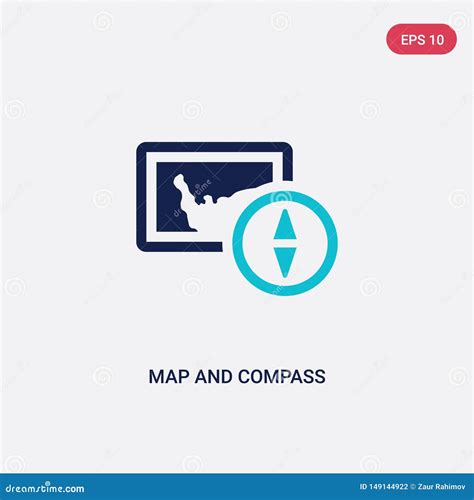 Two Color Map And Compass Orientation Tools Vector Icon From Army Concept Isolated Blue Map And