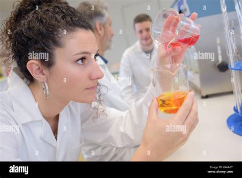 Teenage Babegirl Doing Experiment With Chemical Liquid In The Lab Stock Photo Alamy