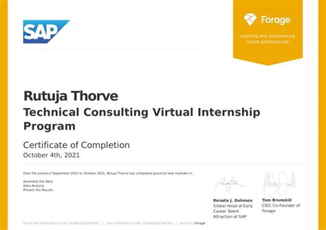 rutuja thorve on linkedin sap technical consulting virtual internship program certificate