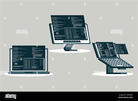 Computers With Programming Code Icon Stock Vector Image And Art Alamy
