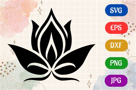 Lotus Flower Silhouette SVG EPS DXF Graphic By Creative Oasis
