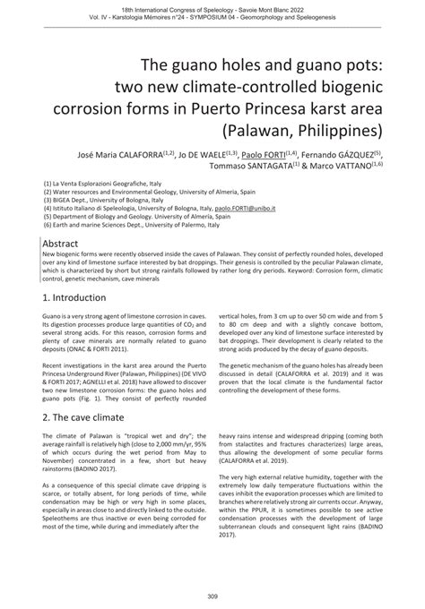 Pdf The Guano Holes And Guano Pots Two New Climate Controlled Biogenic Corrosion Forms In