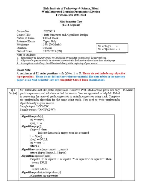 Mid Sem 23 Pdf Queue Abstract Data Type Computing