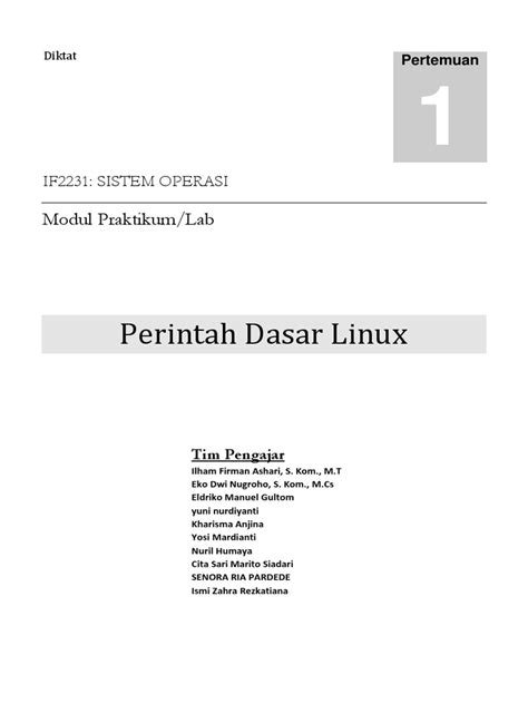 Modul Praktikum 1 Sistem Operasi Pdf Metode And Bahan Ajar Komputer