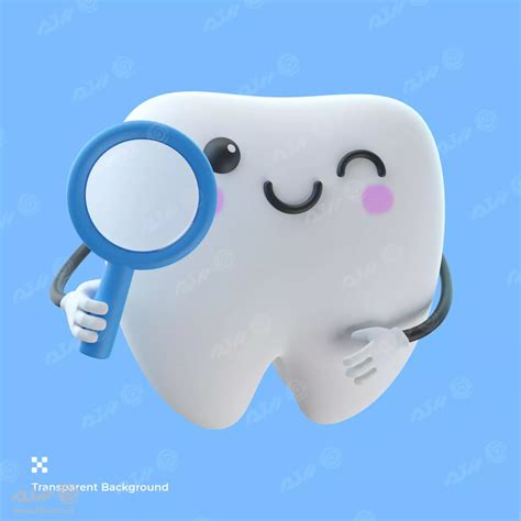 تصویر سه بعدی شخصیت کارتونی دندان ناز به همراه ذره بین فایل Psd لایه