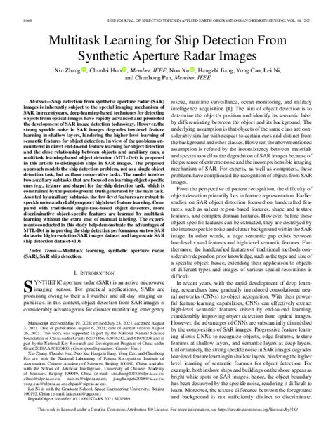 Pdf Multitask Learning For Ship Detection From Synthetic Aperture