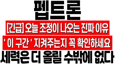 펩트론 주가 전망 오늘 조정이 나오는 진짜 이유 결국 세력은 더 올릴 수밖에 없다 펩트론 주식 전망 펩트론 유상증자 일정 엄민용 펩트론 목표가 펩트론 세력분석