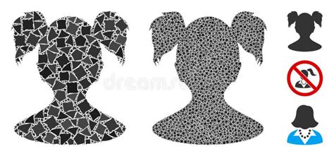 Young Girl Mosaic Icon Of Bumpy Items Stock Vector Illustration Of