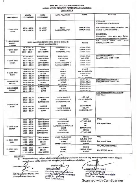 Jadual Ppt 2023 Pdf