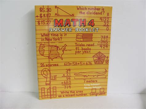 Math 4 Teaching Textbook Answer Key Pre Owned 4th Grade Mathematics