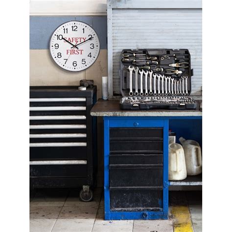 Infinity Instruments 12 In Round Black Plastic Indoor Industrial Wall Clock With Shatter