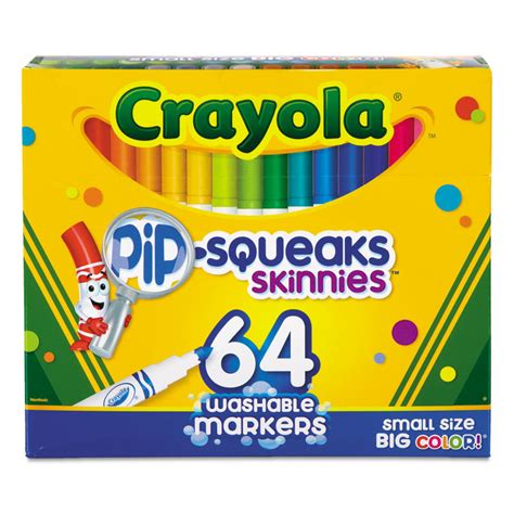 Pip Squeaks Skinnies Washable Markers 64 Colors 64 Set Elevate