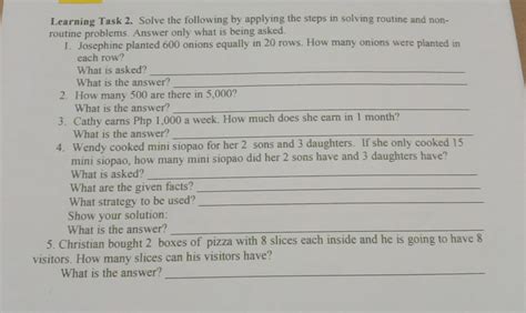 Solved Learning Task 2 Solve The Following By Applying The Steps In