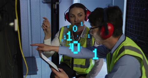 animation of data processing over diverse workers using tablet in
