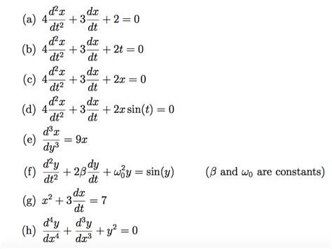 Solved For Each Of The Following Ordinary Differential