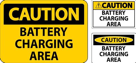 Caution Sign Battery Charging Area On White Background 24799196 Vector