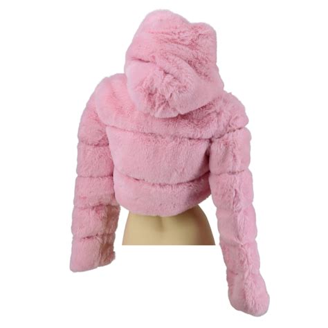 2639 Faux Fur Puffer Crop Jacket Western Fashion
