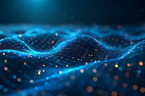 Premium Photo Blue Digital Network Grid Background With Interconnected Particles Representing
