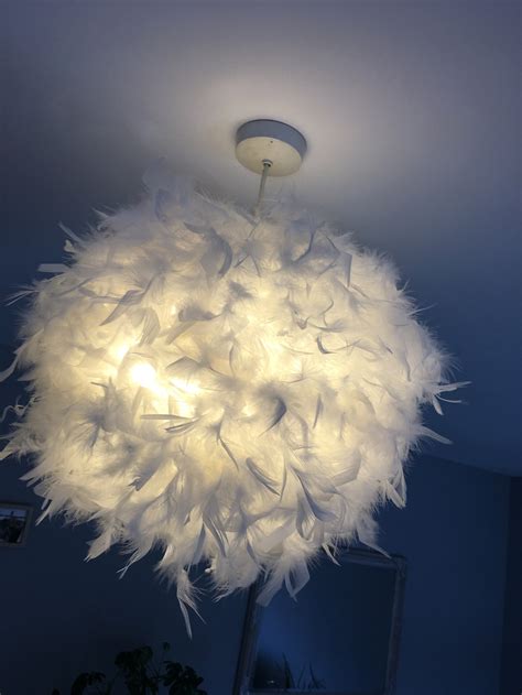White Feather Light Shade Etsy