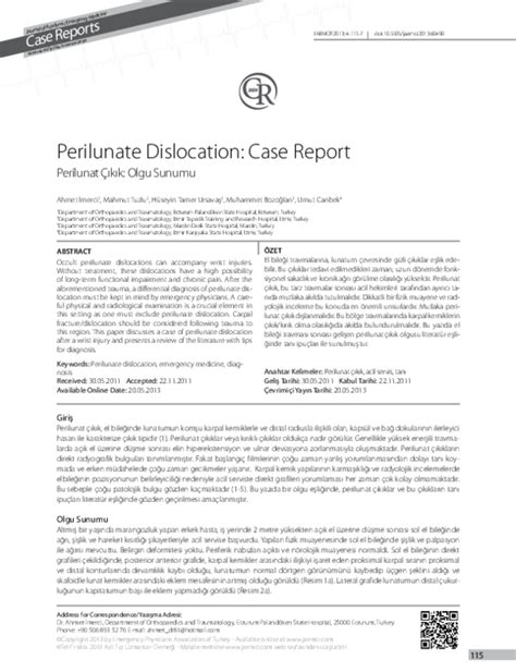 Pdf Perilunate Dislocation Case Report