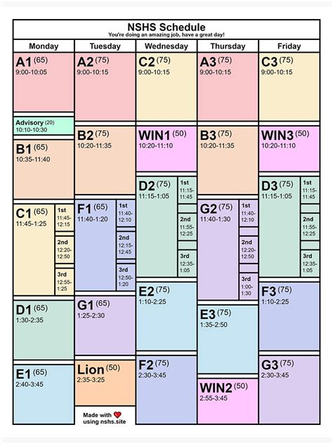 Nshs Schedule Sticker For Sale By Theaquarium Redbubble