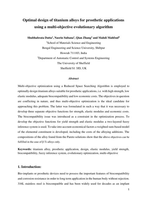 Pdf Optimal Design Of Titanium Alloys For Prosthetic Applications