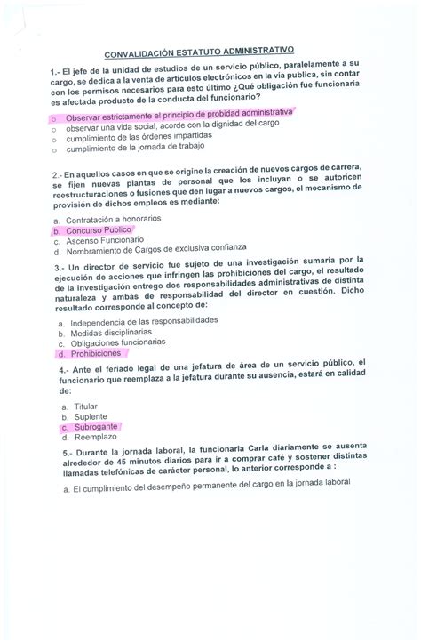 Convalidacion Estatuto Administrativo Studocu