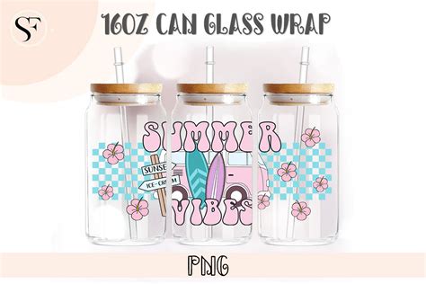 Summer Beach 16oz Libbey Glass Can Wrap Graphic By Sofancy · Creative