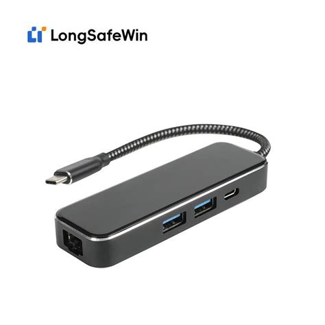Longsafewin Type C 4 Port Hubs 4 In 1 Multi Function Hub Dock Station