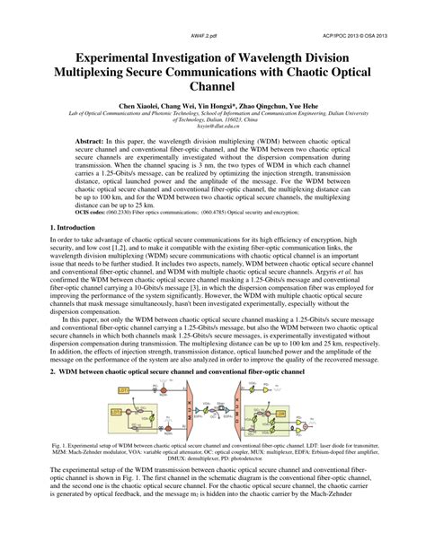 pdf experimental investigation of wavelength division multiplexing