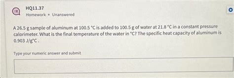 Solved Hq11 37 Homework Unanswered O A 26 5 G Sample Of