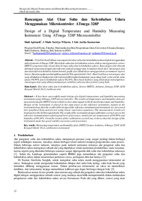 Pdf Rancangan Alat Ukur Suhu Dan Kelembaban Udara Menggunakan