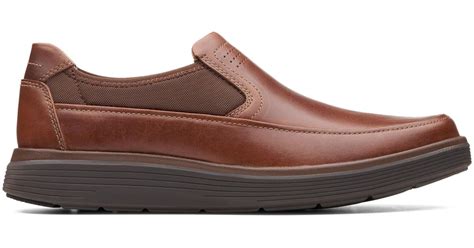 Clarks Un Abode Go Leather Shoes In Dark Tan Standard Fit Size 65 In