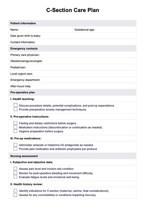 C Section Nursing Care Plan And Example Free Pdf Download