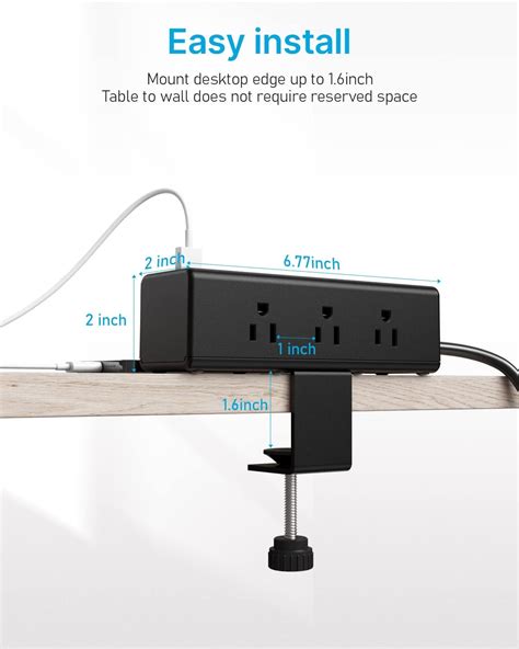 Buy CCCEI Desk Clamp Power Strip With Outlets Desktop Edge Mount
