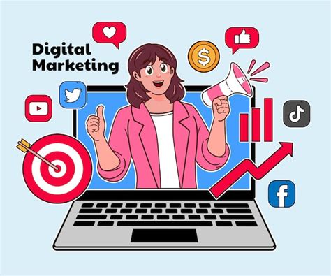 Vetores E Ilustrações De Marketing Digital Mulher Para Download