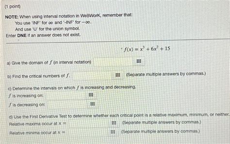 Solved 1 Point Note When Using Interval Notation In