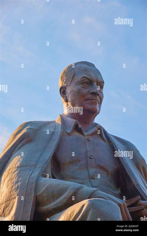 A Bronze Statue Of A Sitting Abdulla Qahhor Famous Writer At Alisher