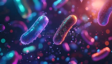 Microscopic View Of Diverse Microorganisms And Abstract Cellular Structures Under High Powered