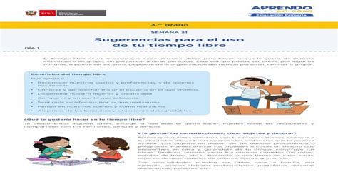 Sugerencias Para El Uso De Tu Tiempo Libresugerencias Para El Uso De