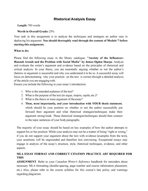 Rhetorical Analysis Assignment Fall 2022 Rhetorical Analysis Essay