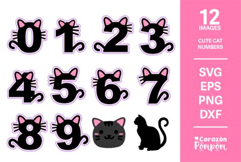 Cat Numbers Cake Topper Bundle Svg Graphic By Corazon Pompom · Creative